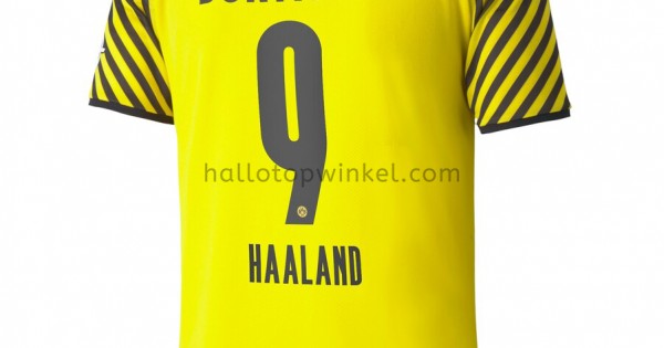 Borussia Dortmund Voetbalshirt Erling Haaland 9 Thuis Tenue 2021-2022 ...